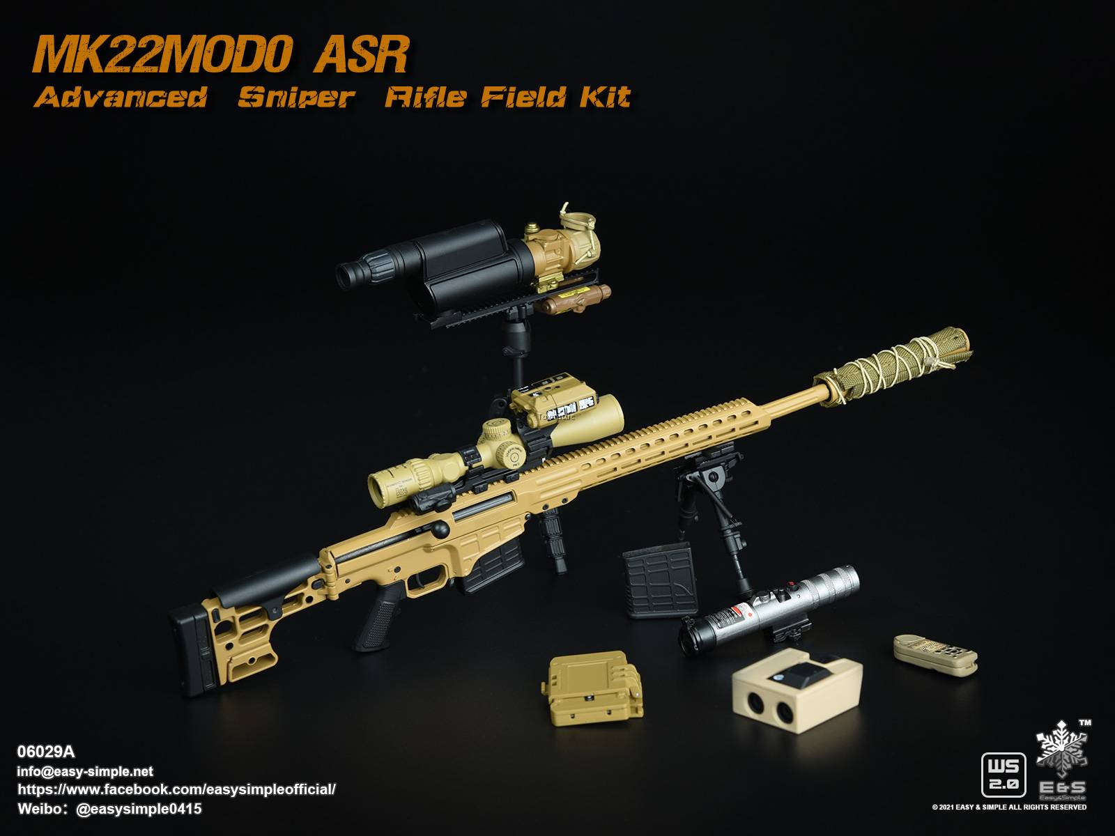 Easy & Simple 06029A 1/6 MK22MOD0 ASR Advanced Sniper Rifle Field Kit