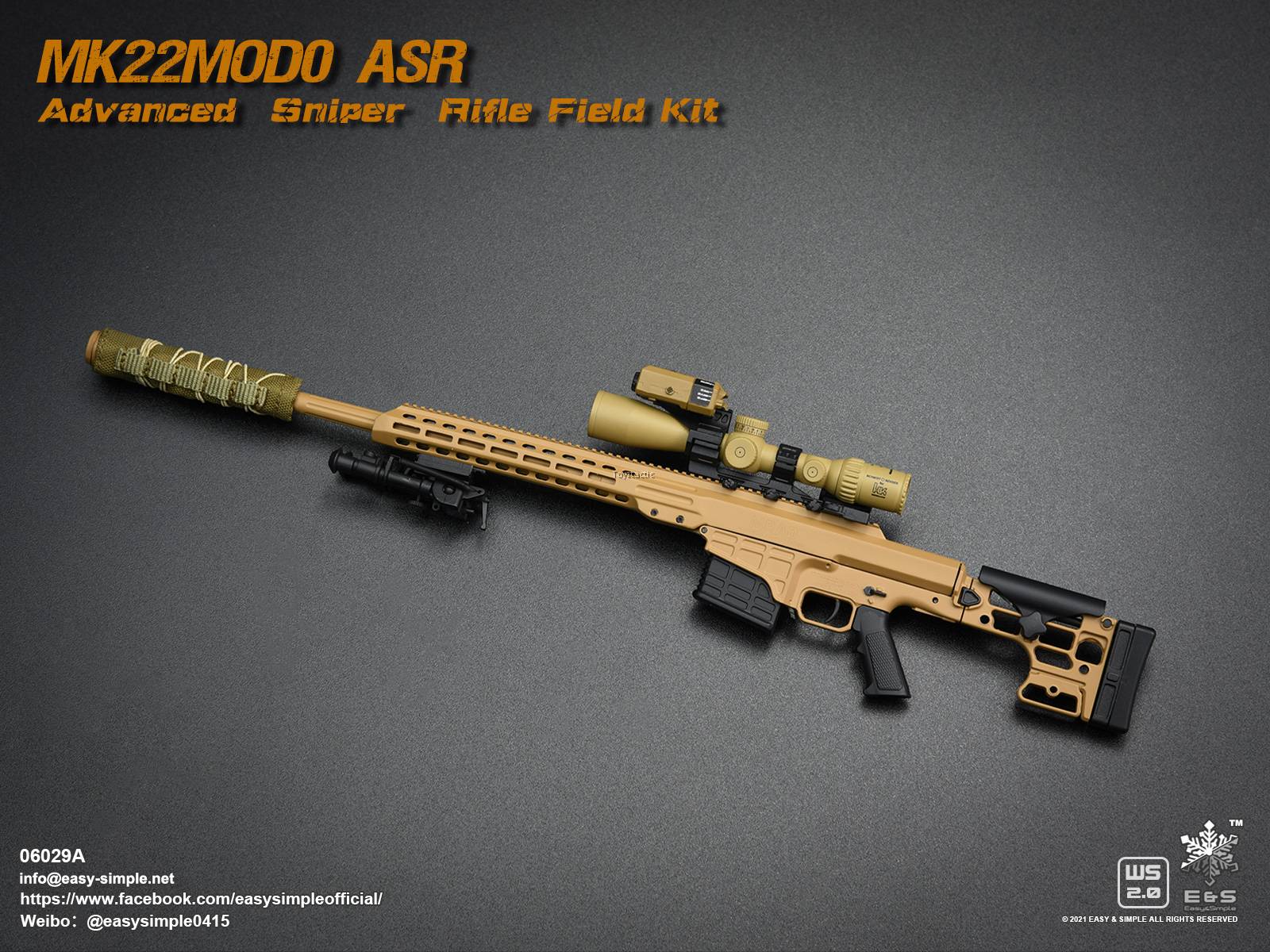 Easy & Simple 06029A 1/6 MK22MOD0 ASR Advanced Sniper Rifle Field Kit