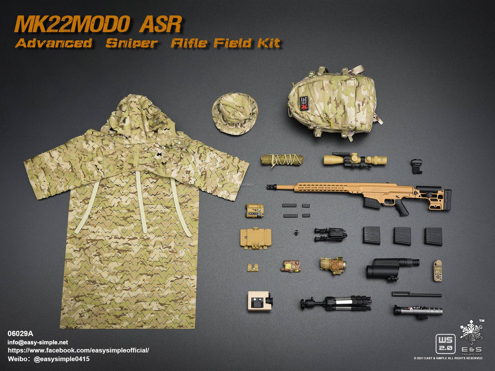 Easy & Simple 06029A 1/6 MK22MOD0 ASR Advanced Sniper Rifle Field Kit