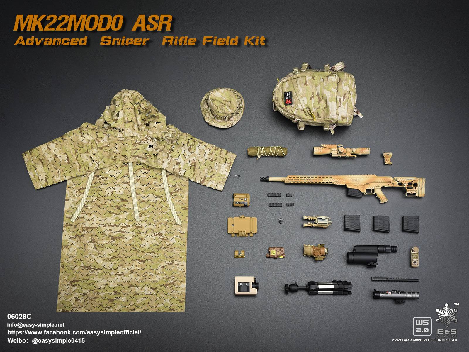 Easy & Simple 06029C 1/6 MK22MOD0 ASR Advanced Sniper Rifle Field Kit